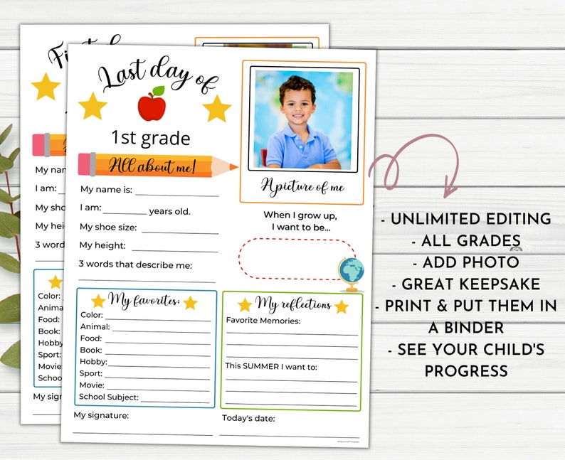 First Day of School Questionnaire Back to School Questions - Etsy