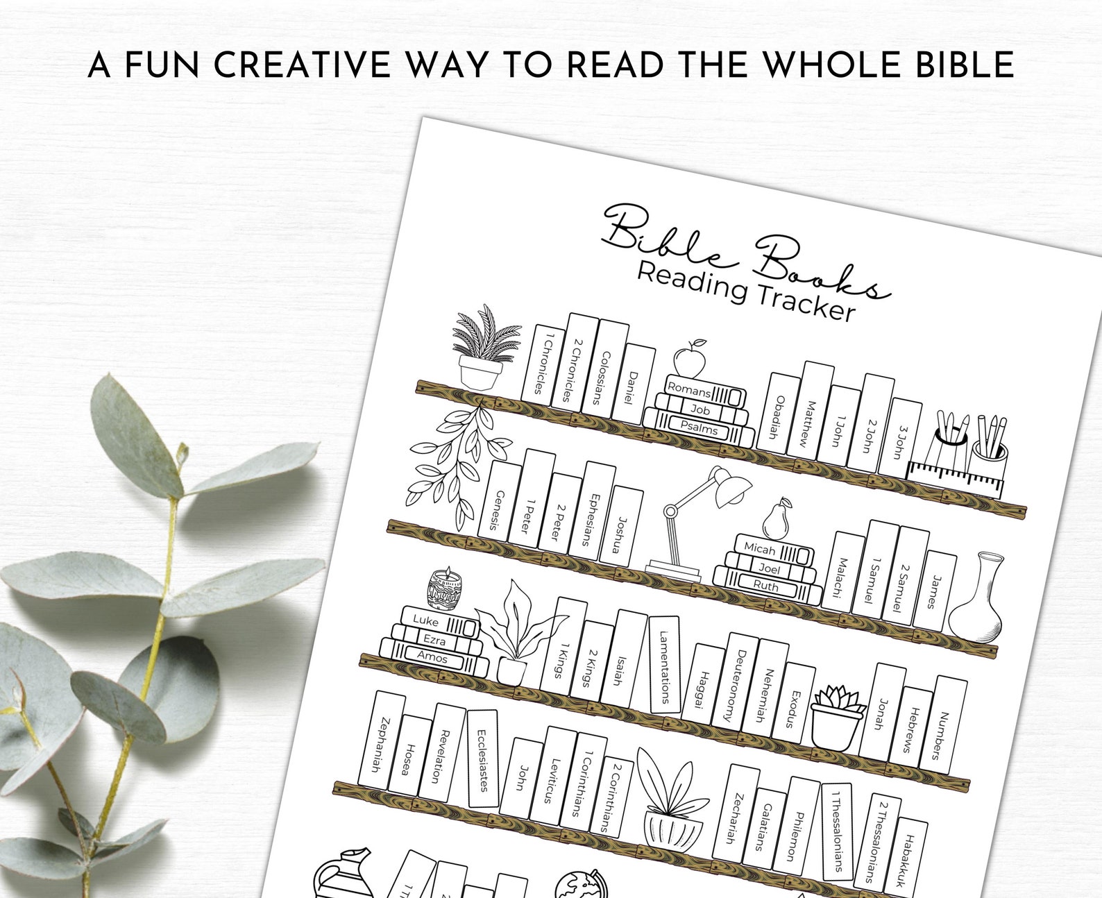 Bible Bookshelf Coloring Printable | Bible Book Tracker Printable | 365 ...