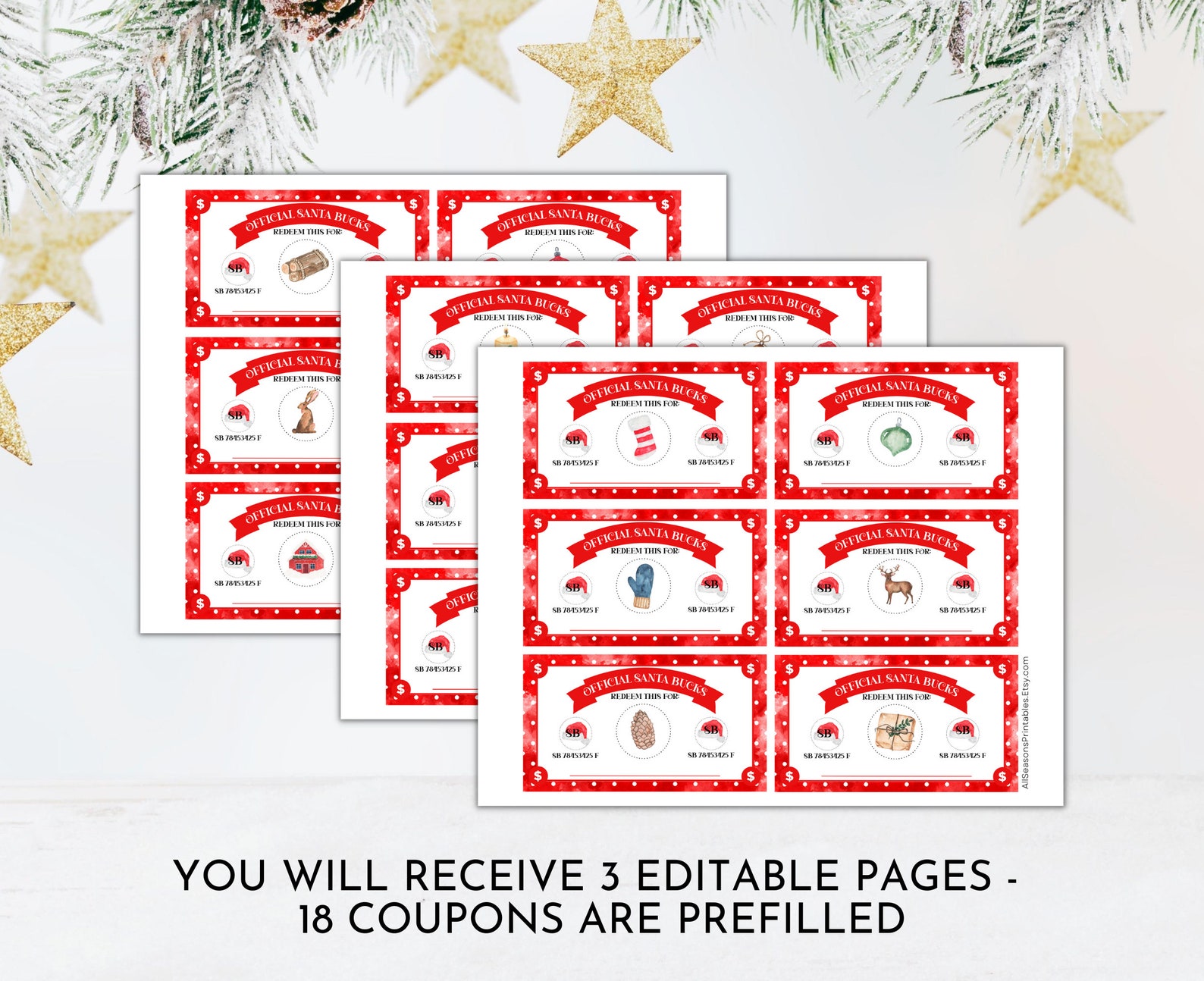 Editable Santa Bucks | Kids Christmas Coupons | Non Candy Stocking ...