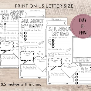 All About My Dad Questionnaire, All About My Daddy Printable, Fathers ...