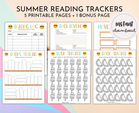Summer Reading Tracker for Kids Summer Reading Challenge - Etsy
