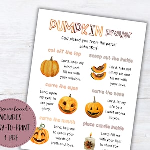 Pumpkin Prayer Christian Halloween Printable | Pumpkin Prayer Activity ...
