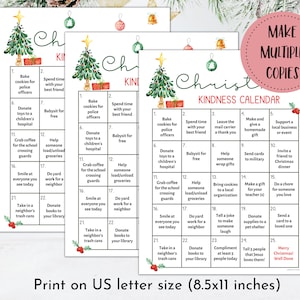 Christmas Acts of Kindness Calendar | Editable Christmas Holiday ...