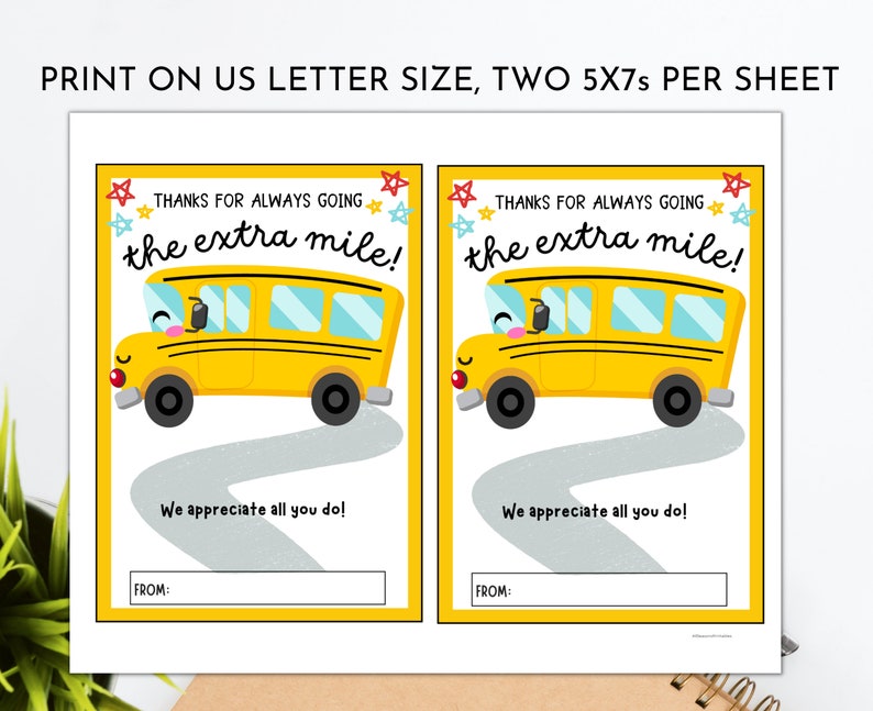 Bus Driver Gift Card Holder Printable School Bus Gift - Etsy