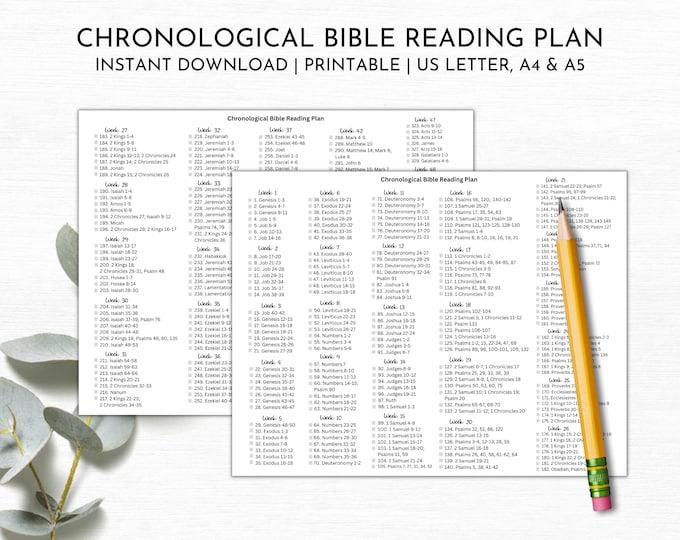 Printable Bible Reading Plan Read Bible in One Year Chronological Based ...