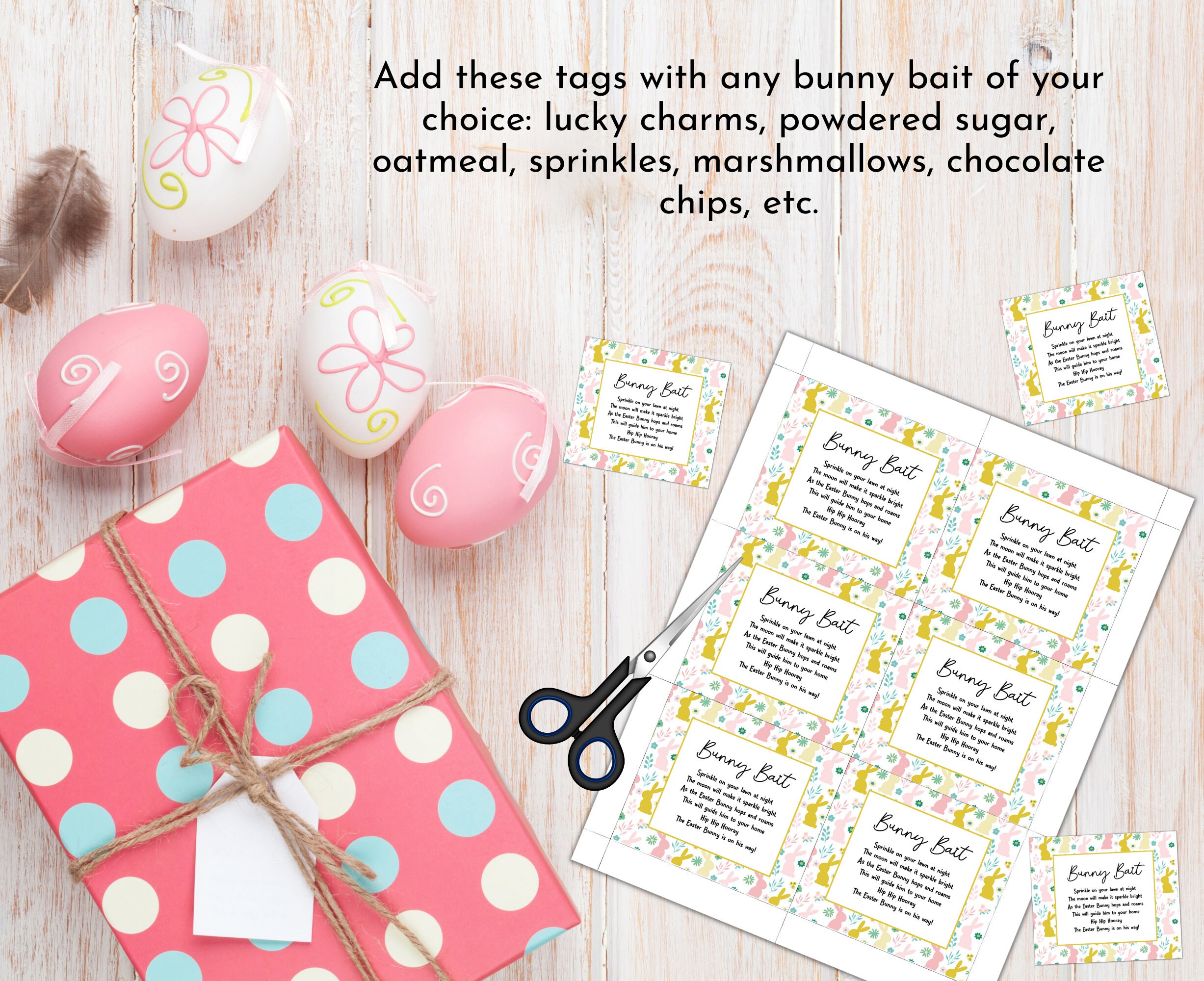 Bunny Bait Printable Gift Tags, Bunny Bait Easter Favor, Easter Bunny ...