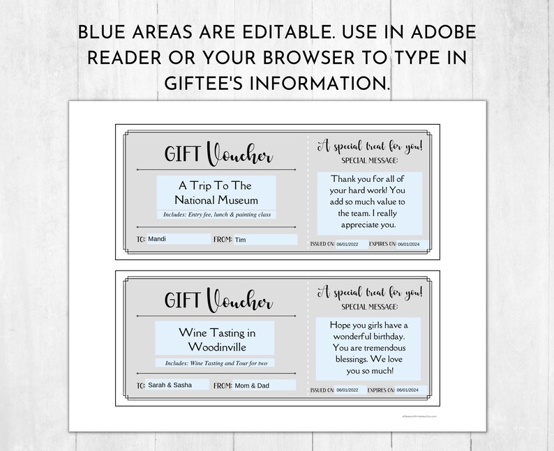 Gift Voucher Editable | Gift Voucher Template | Custom Gift Certificate ...