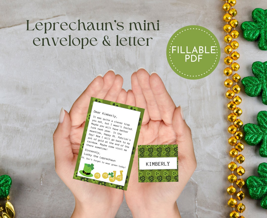 Printable Leprechaun Letter | Leprechauns Mini Letter and Envelope ...