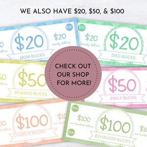 EDITABLE Mom Bucks Printable | Reward Bucks | Good Behavior Bucks ...