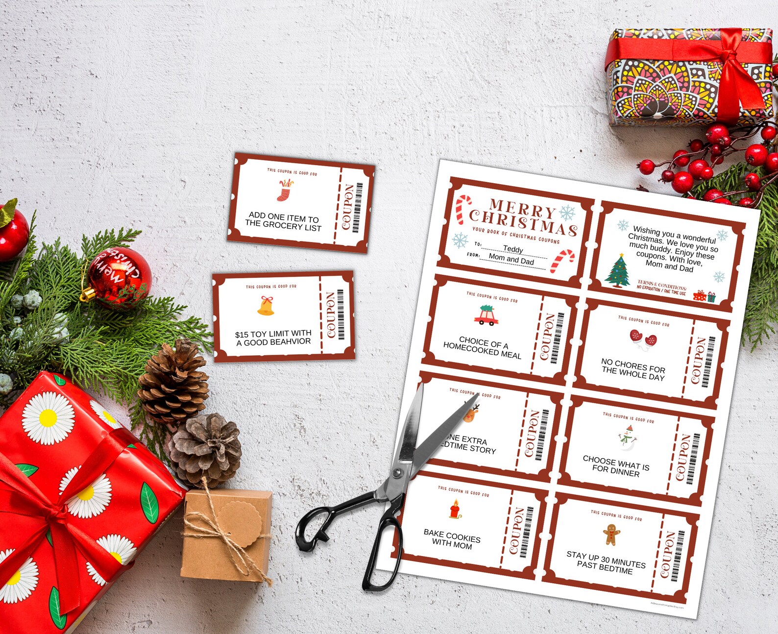 Kids Christmas Coupon Book Printable | Christmas Coupons Editable ...