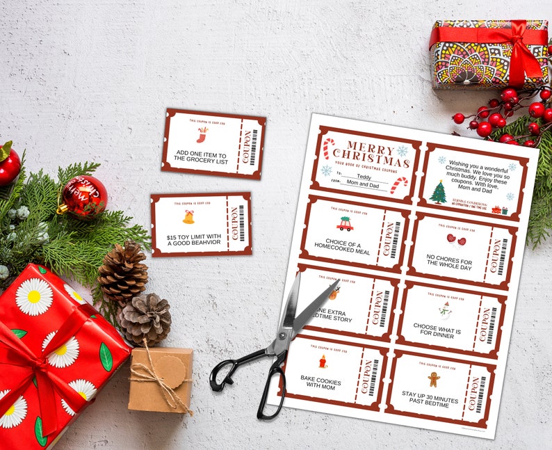 Kids Christmas Coupon Book Printable Christmas Coupons - Etsy