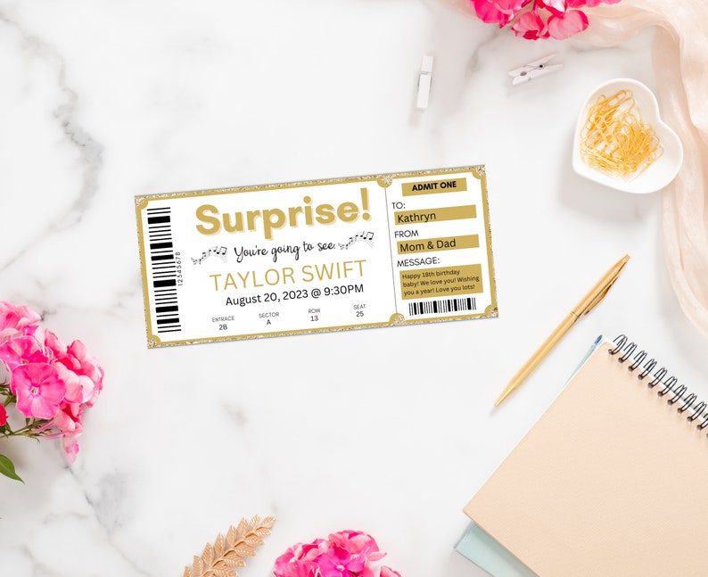 Printable Concert Ticket Template | Surprise Concert Gift Template ...