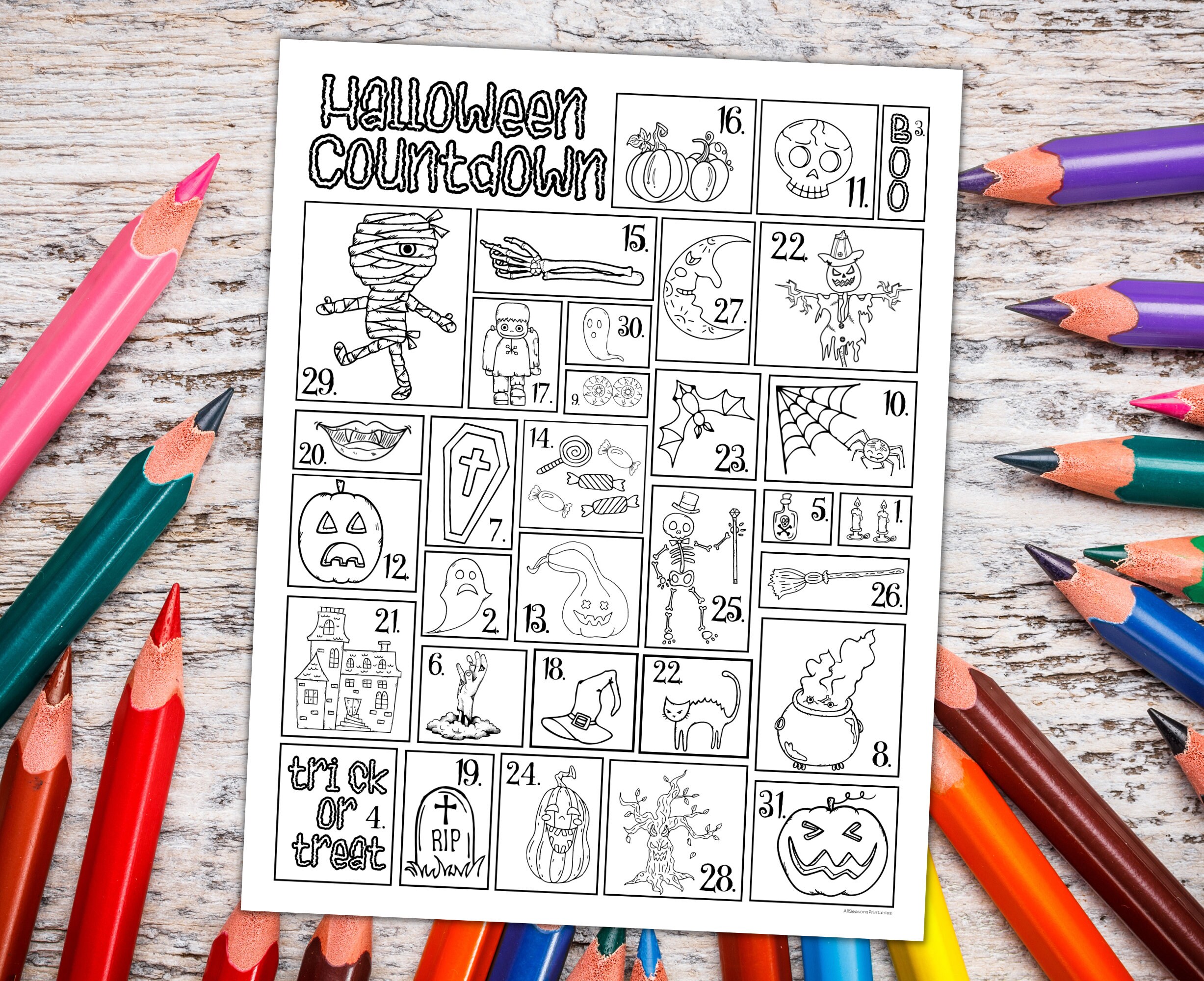Halloween Countdown Printable | Halloween Advent Calendar | Countdown ...