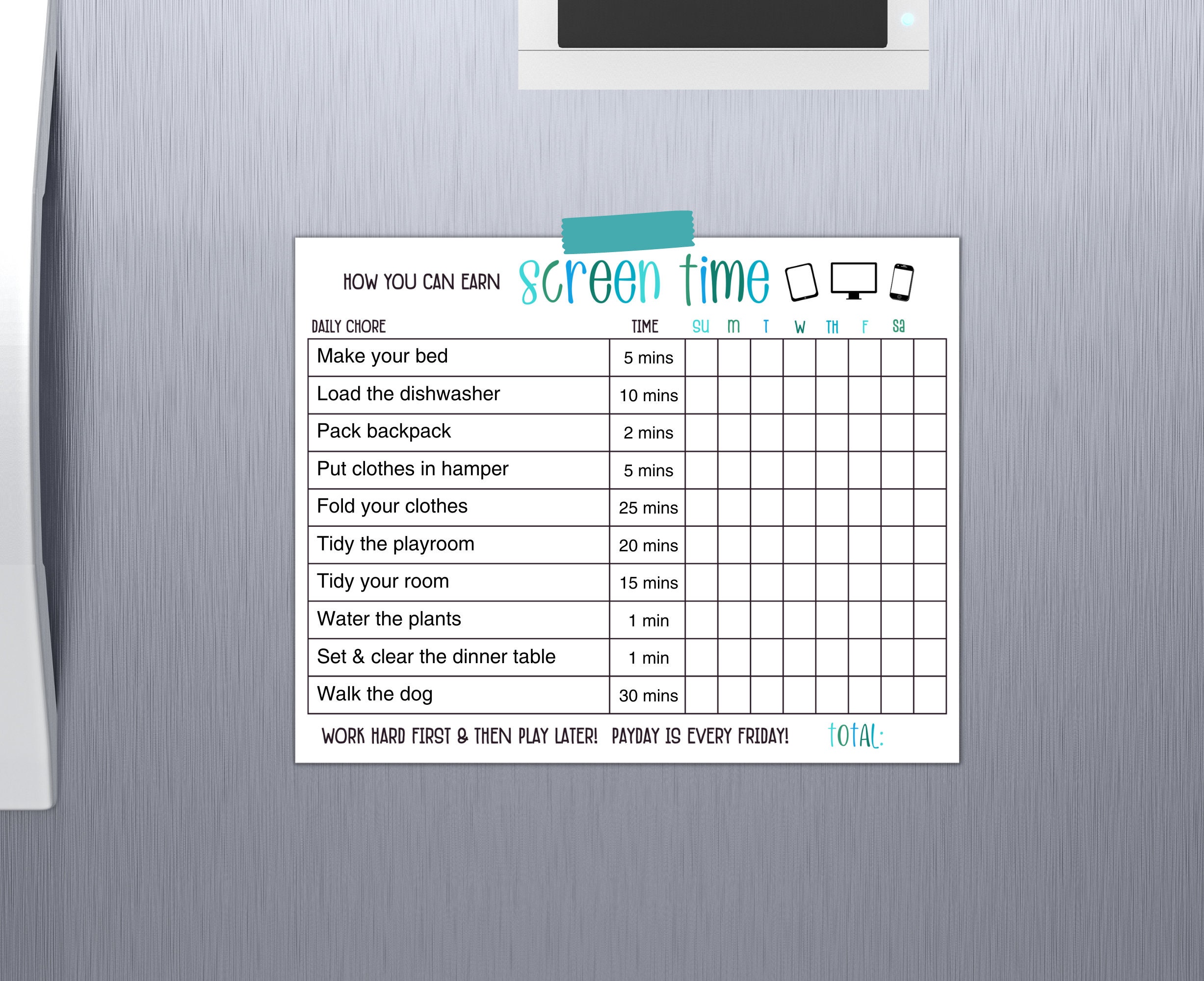 Editable Screen Time Checklist | How to Earn Screen Time Chart | Daily ...