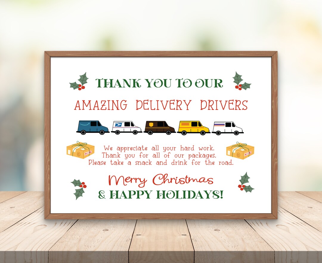 Delivery Drivers Thank You Sign Printable | Delivery Drivers Snack Sign ...
