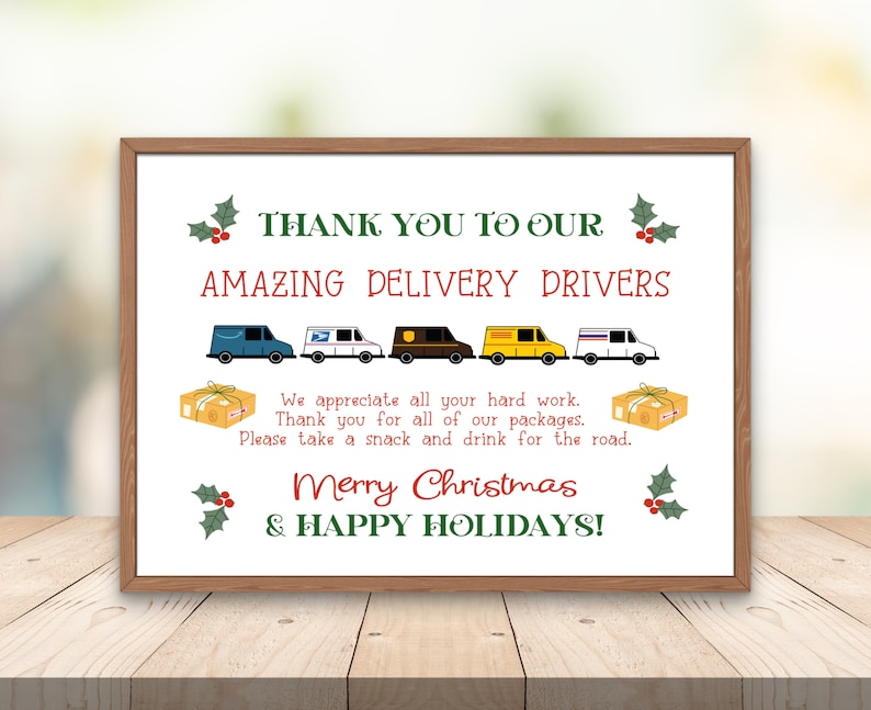 Delivery Drivers Thank You Sign Printable | Delivery Drivers Snack Sign ...