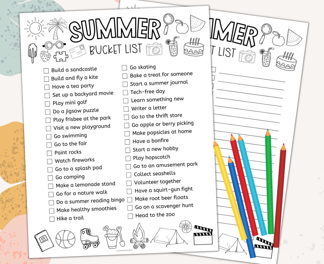 Summer Bucket List Printable | Summer Bucket List for Kids | Summer ...