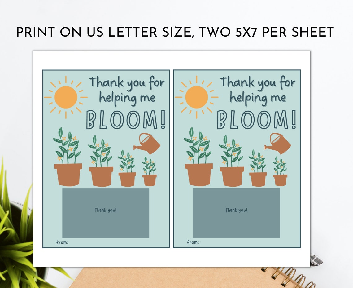 Thank You for Helping Me Bloom Teacher Appreciation Gift Card - Etsy