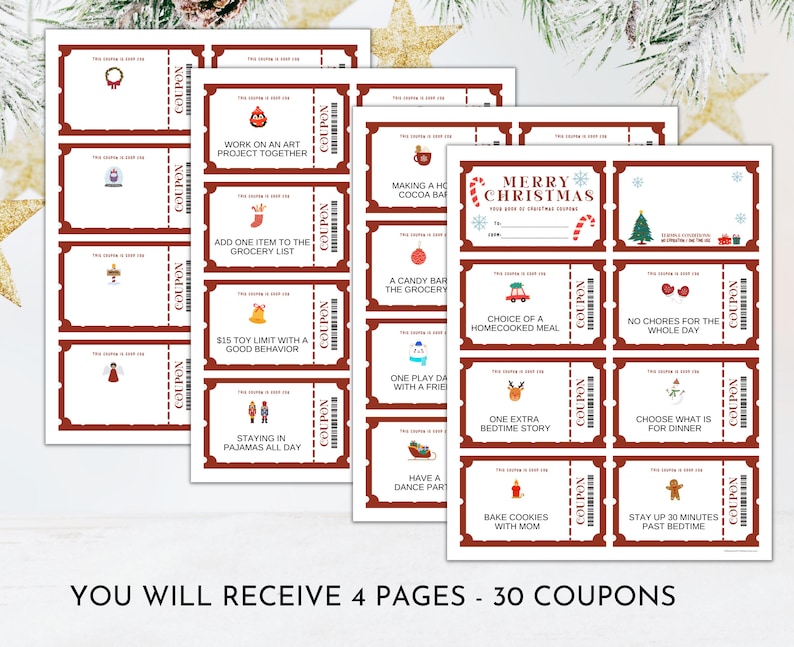 Kids Christmas Coupon Book Printable Christmas Coupons - Etsy