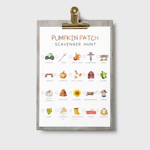 Pumpkin Patch Scavenger Hunt | Fall Scavenger Hunt | Daycare Preschool ...