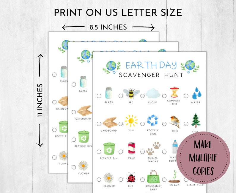 Earth Day Scavenger Hunt Printable Earth Day Kids Activity - Etsy Canada