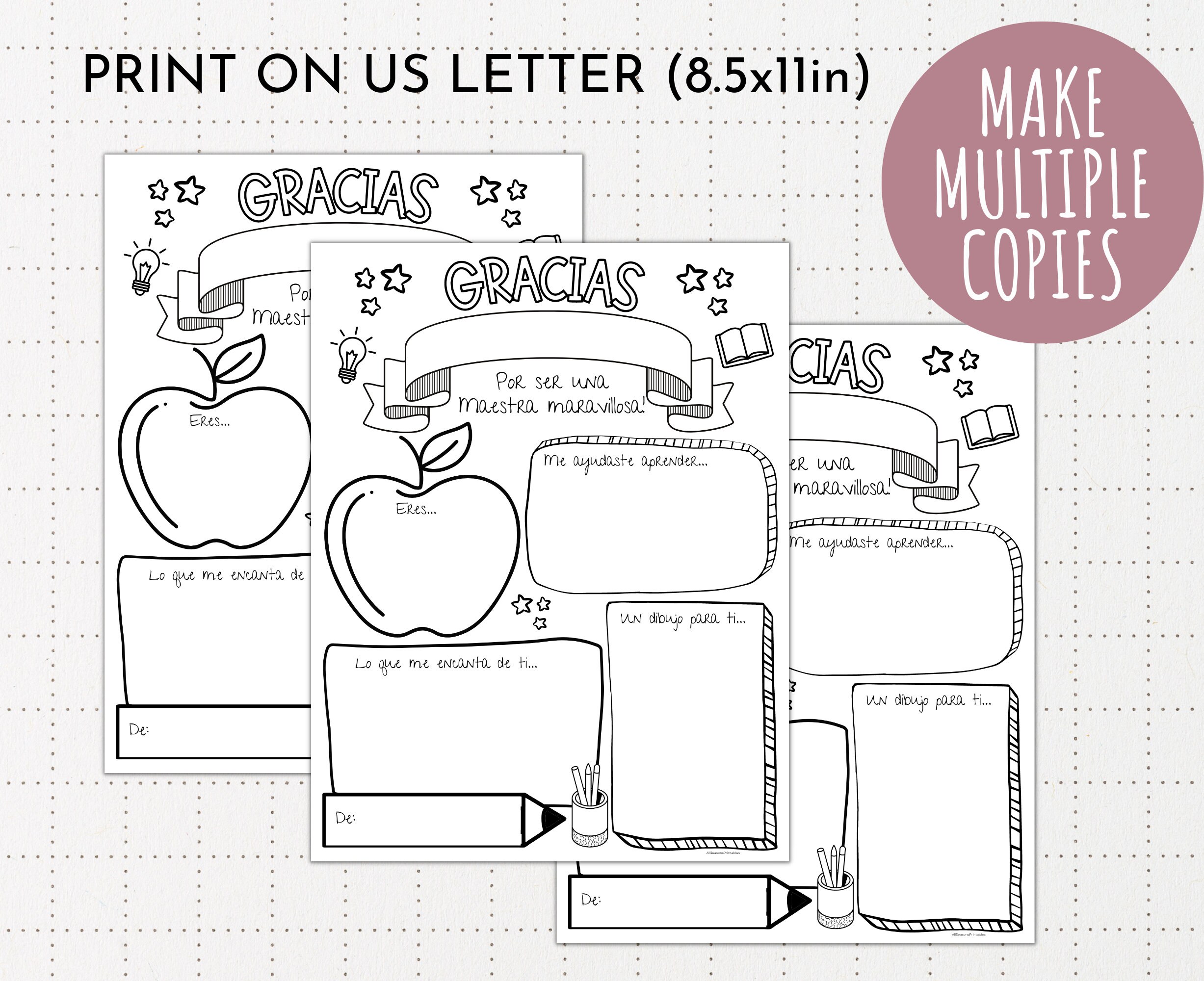 Español Teacher Appreciation Printable Para Mi Una Maestra - Etsy
