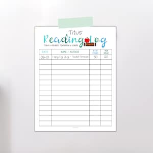 Reading Log for Kids | Reading Log Printable | Book Tracker for Kids ...