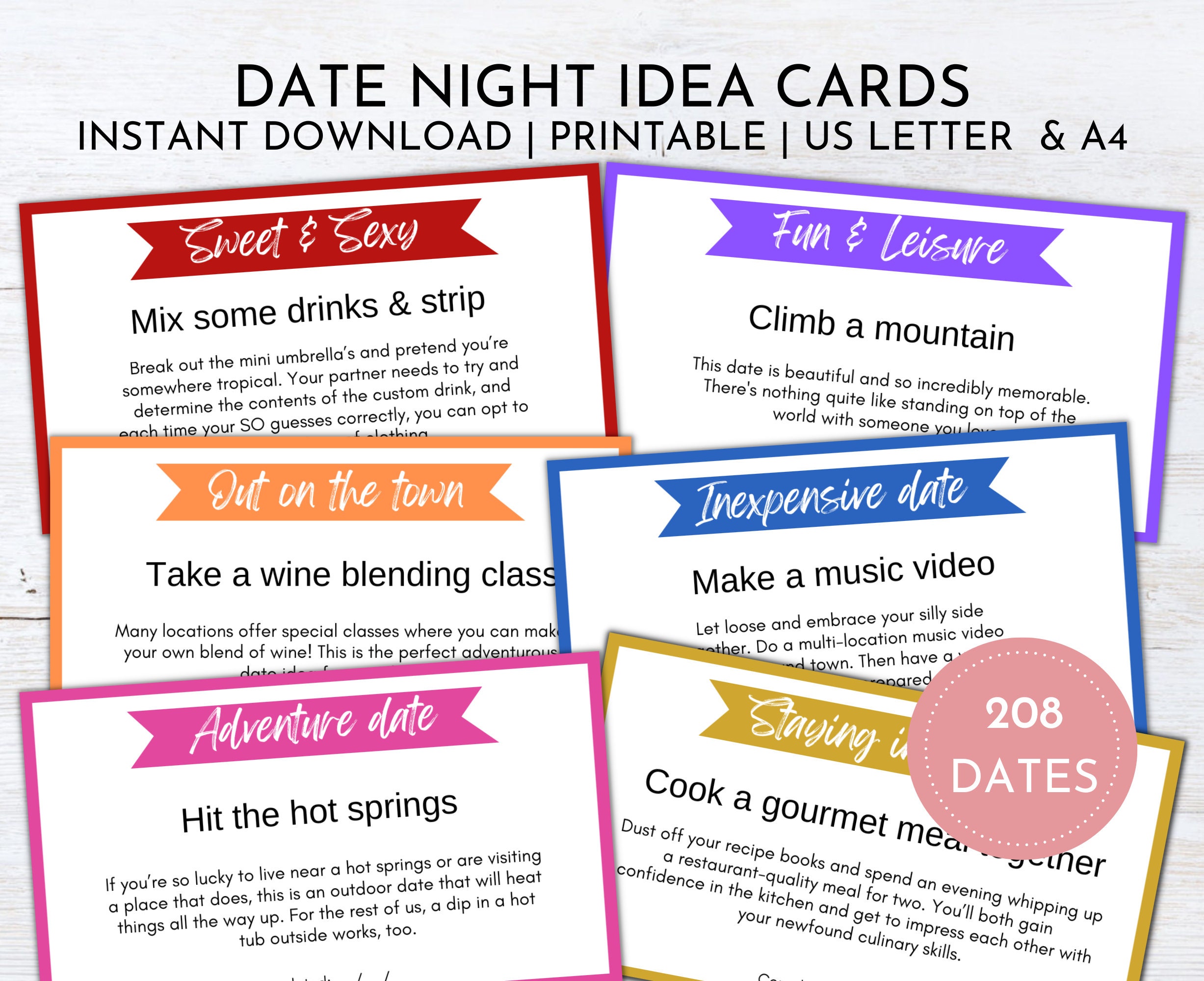 Date Night Cards Date Night Ideas for Couples Anniversary - Etsy