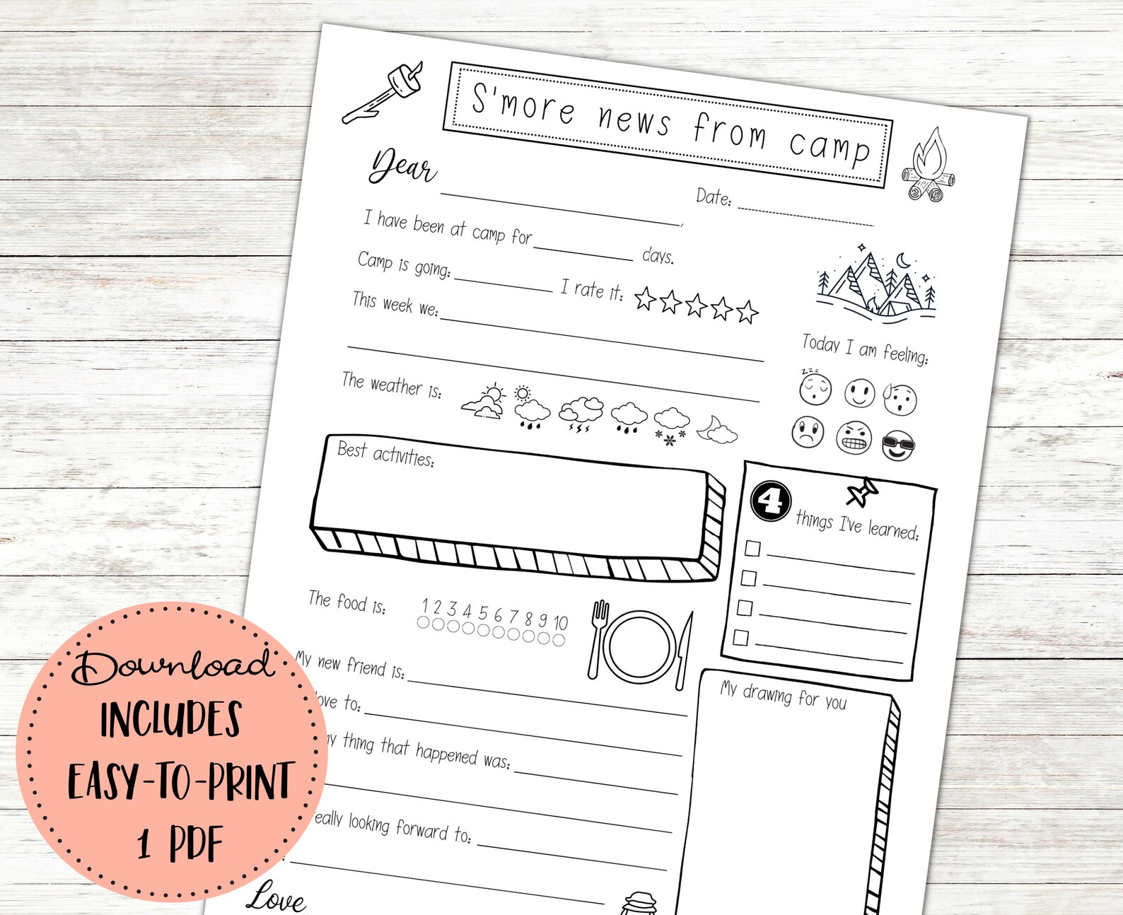 Summer Camp Letter Template, Fill in the Blank Camp Letter, Summer Camp ...