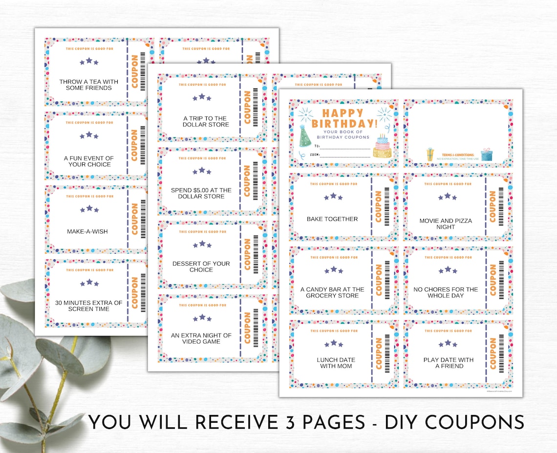 Birthday Coupon Book | Printable Birthday Coupons for Kids | Birthday ...