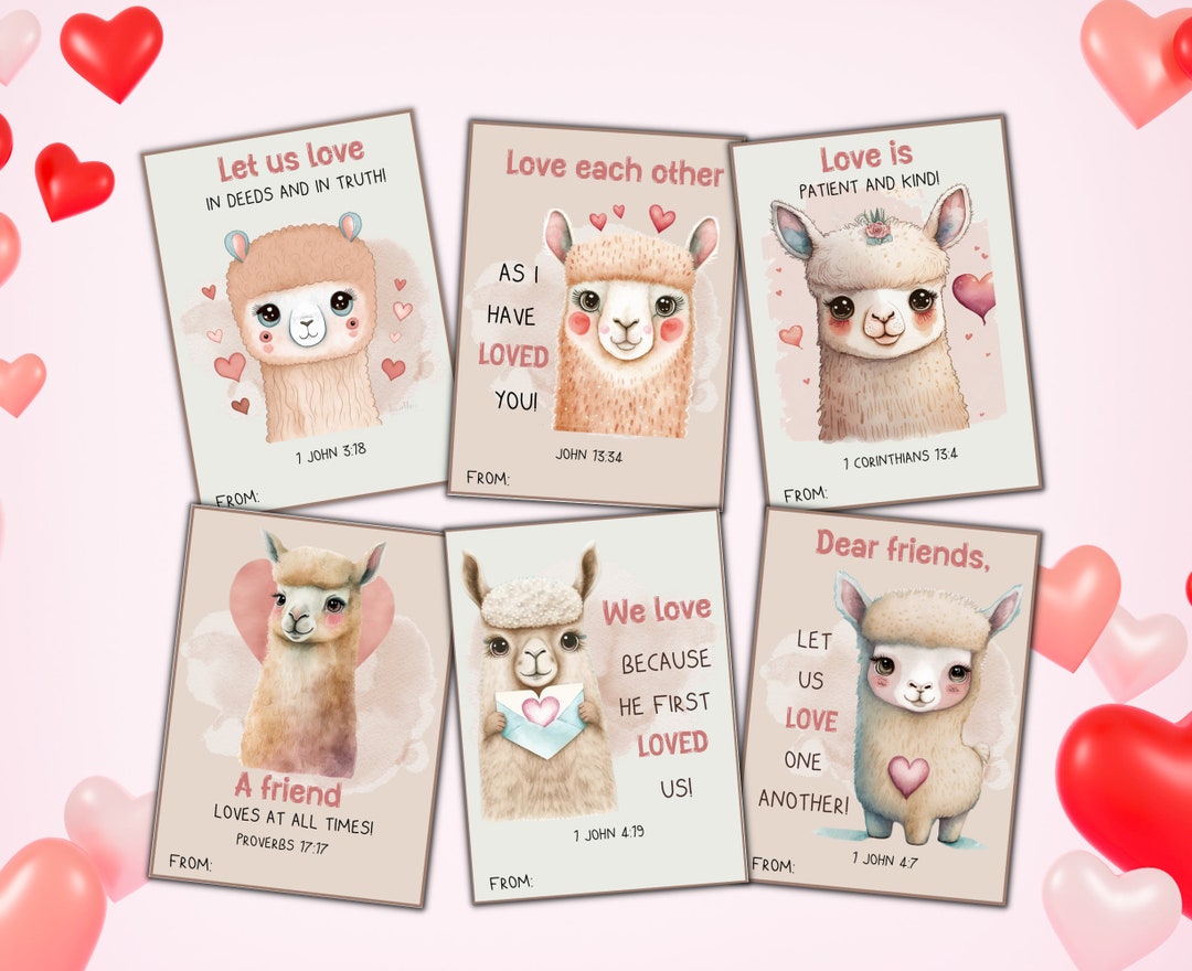 Editable Llamas Valentines Cards, Love Scriptures, Love Bible Verses ...