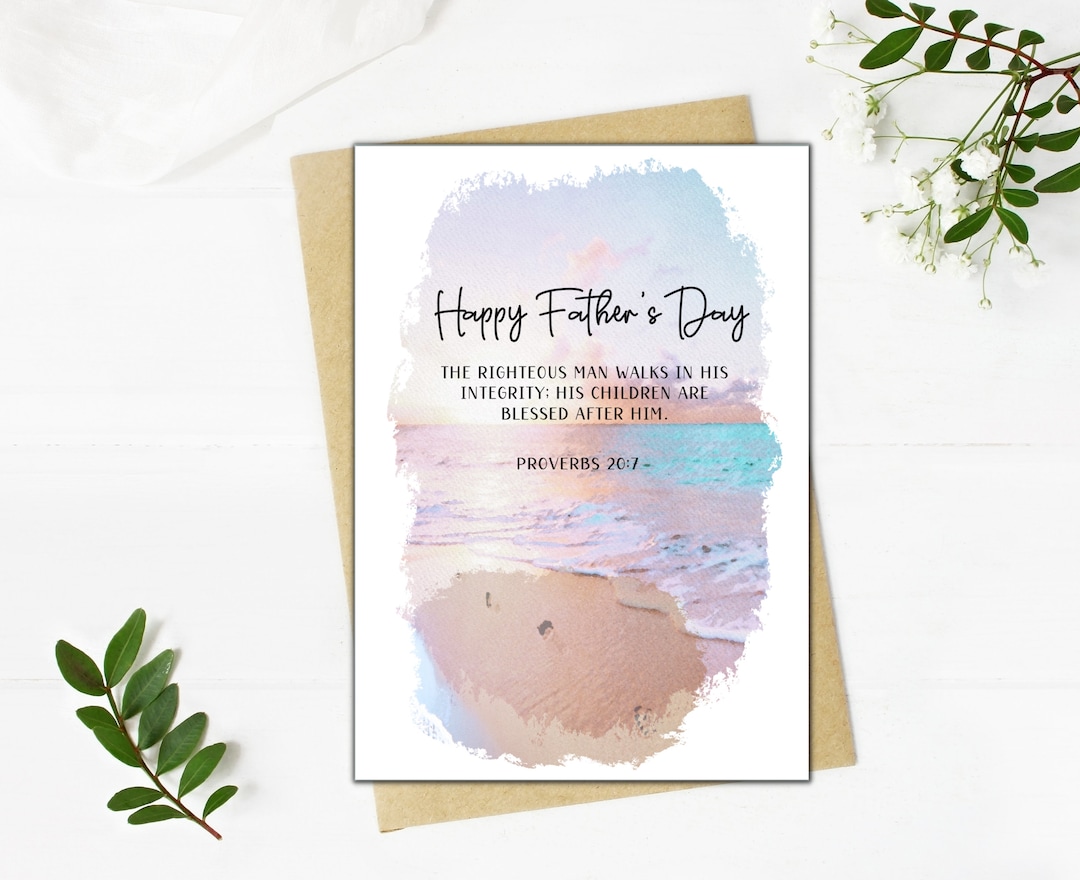 Christian Father's Day Card | Proverbs 20:7 | Following in Dad's ...