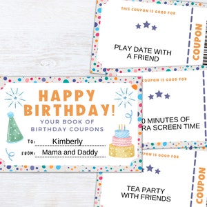 Birthday Coupon Book | Printable Birthday Coupons for Kids | Birthday ...