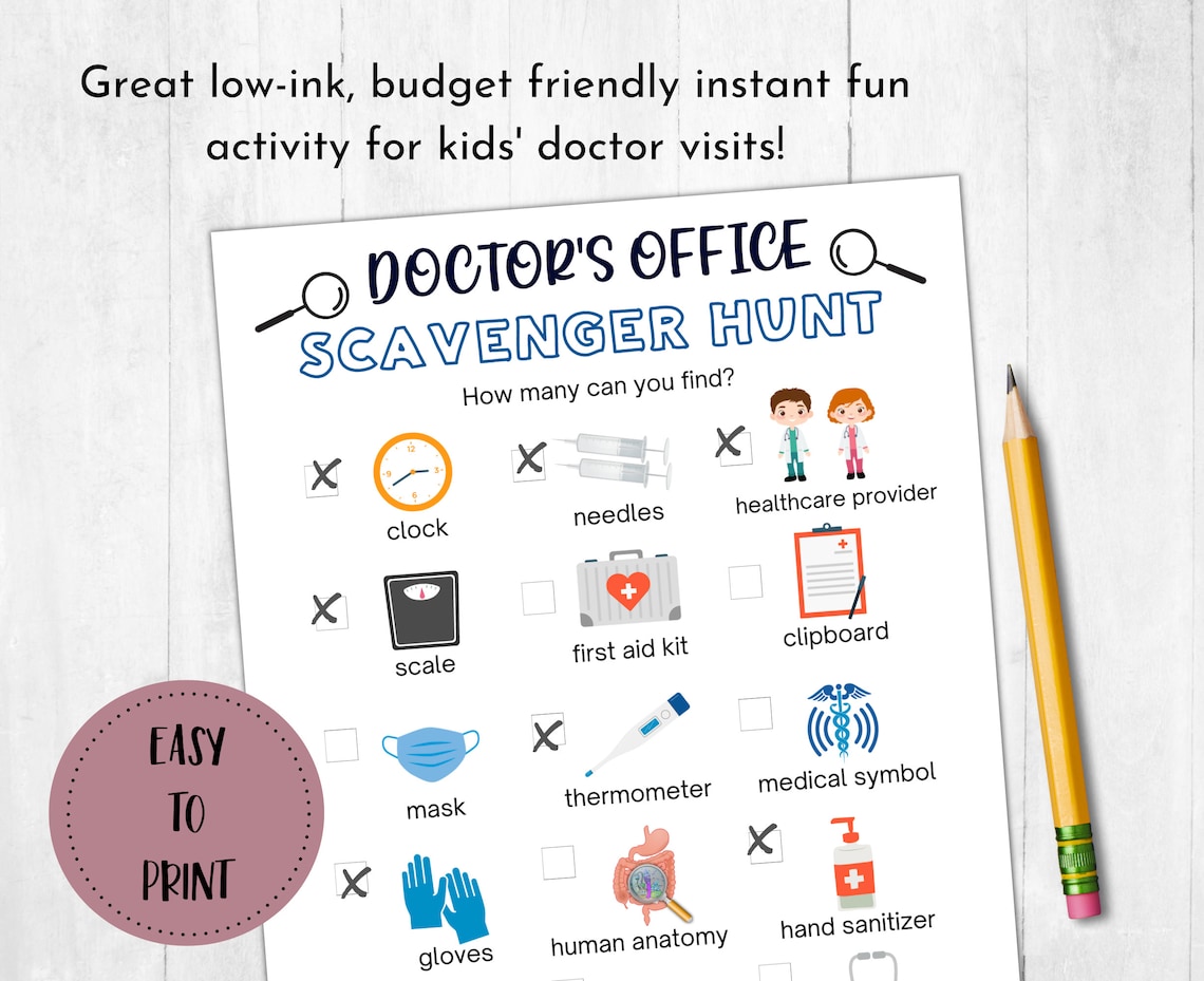 Doctor's Office Scavenger Hunt Printable Medical Office - Etsy