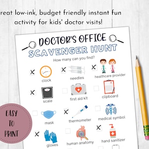 Doctor's Office Scavenger Hunt Printable | Medical Office Scavenger ...