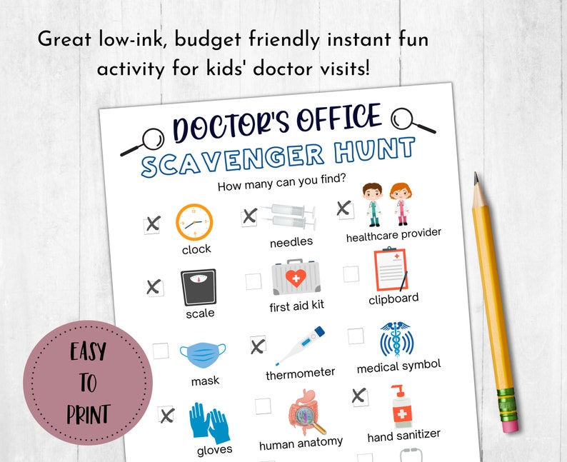 Doctor's Office Scavenger Hunt Printable Medical Office - Etsy