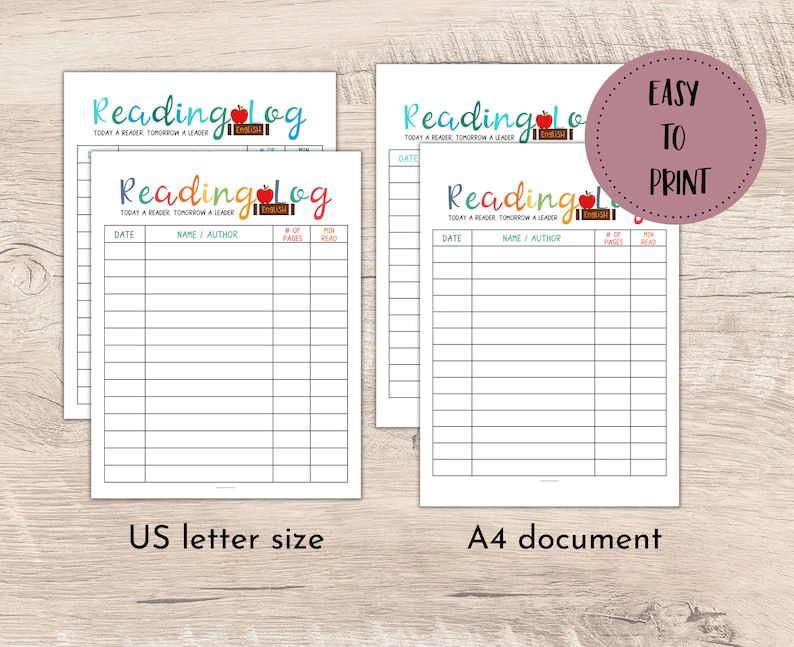 Reading Log for Kids Reading Log Printable Book Tracker - Etsy