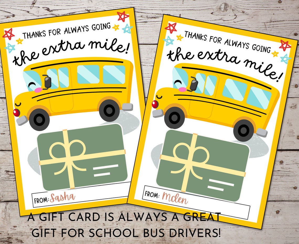 Bus Driver Gift Card Holder Printable School Bus Gift - Etsy