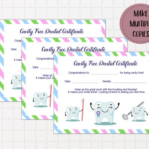 Cavity Free Dental Certificate | Cavity Free Dental Award | Dental ...