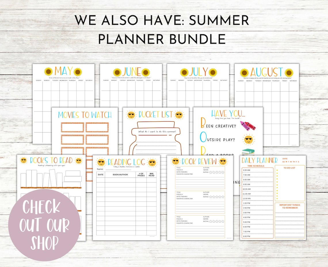 Summer Reading Tracker for Kids Summer Reading Challenge - Etsy