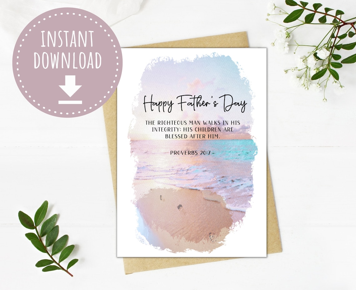 Christian Father's Day Card Proverbs 20:7 Following in - Etsy
