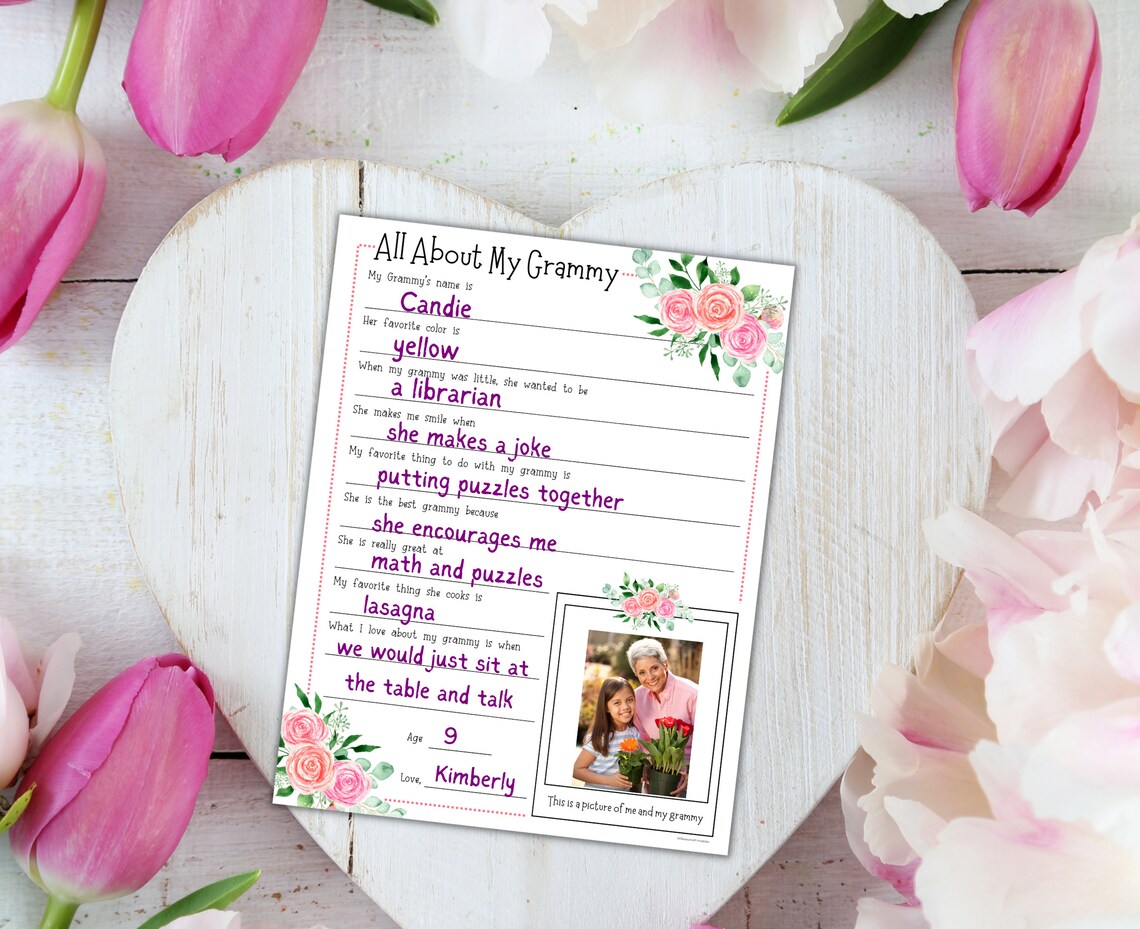 All About My Grandma Questionnaire All About My Nana - Etsy