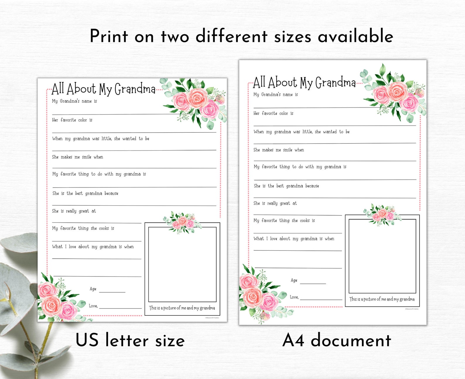 All About My Grandma Questionnaire All About My Nana - Etsy