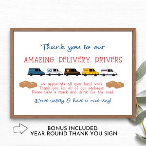 Delivery Drivers Thank You Sign Printable | Delivery Drivers Snack Sign ...