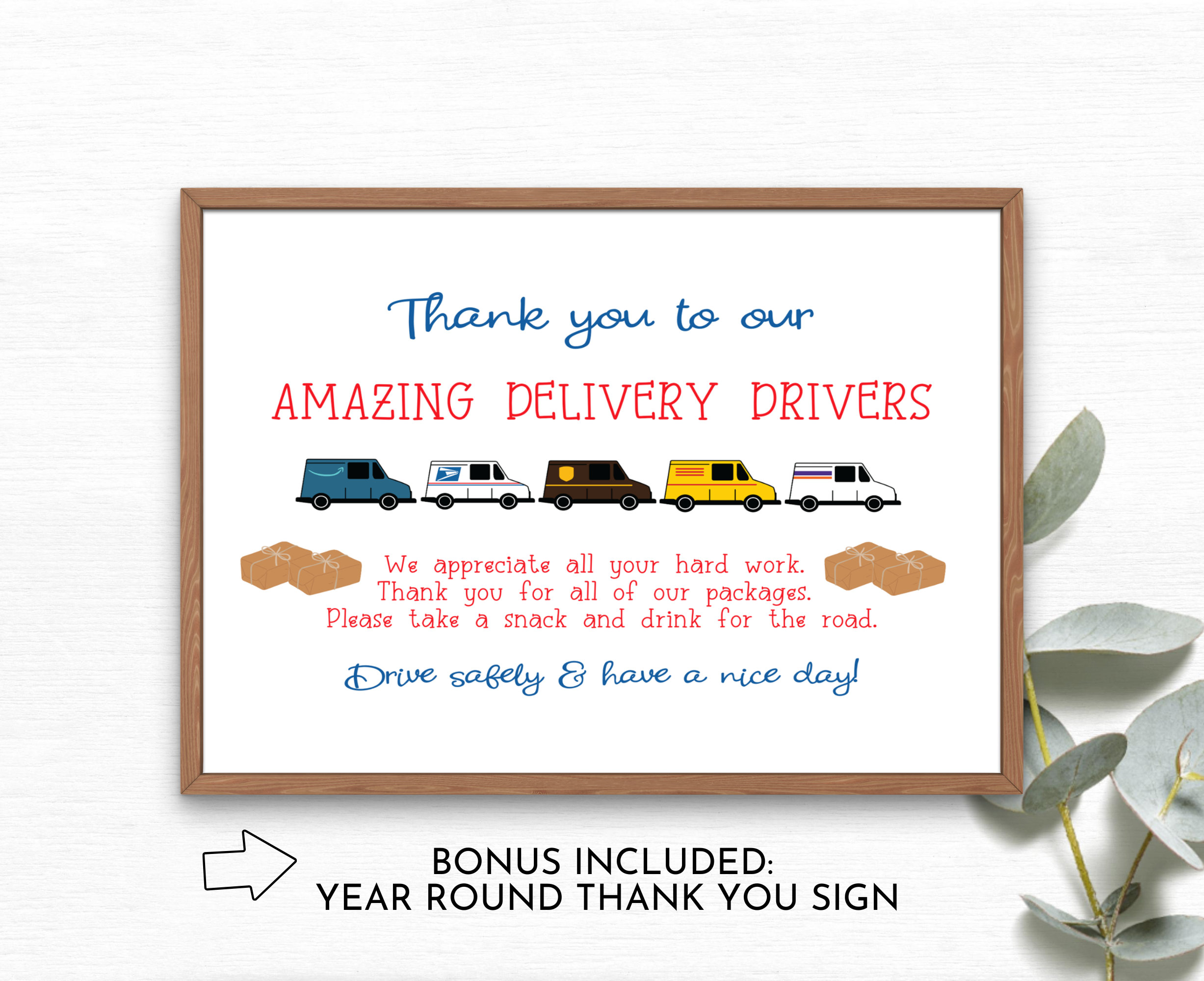 Delivery Drivers Thank You Sign Printable Delivery Drivers - Etsy