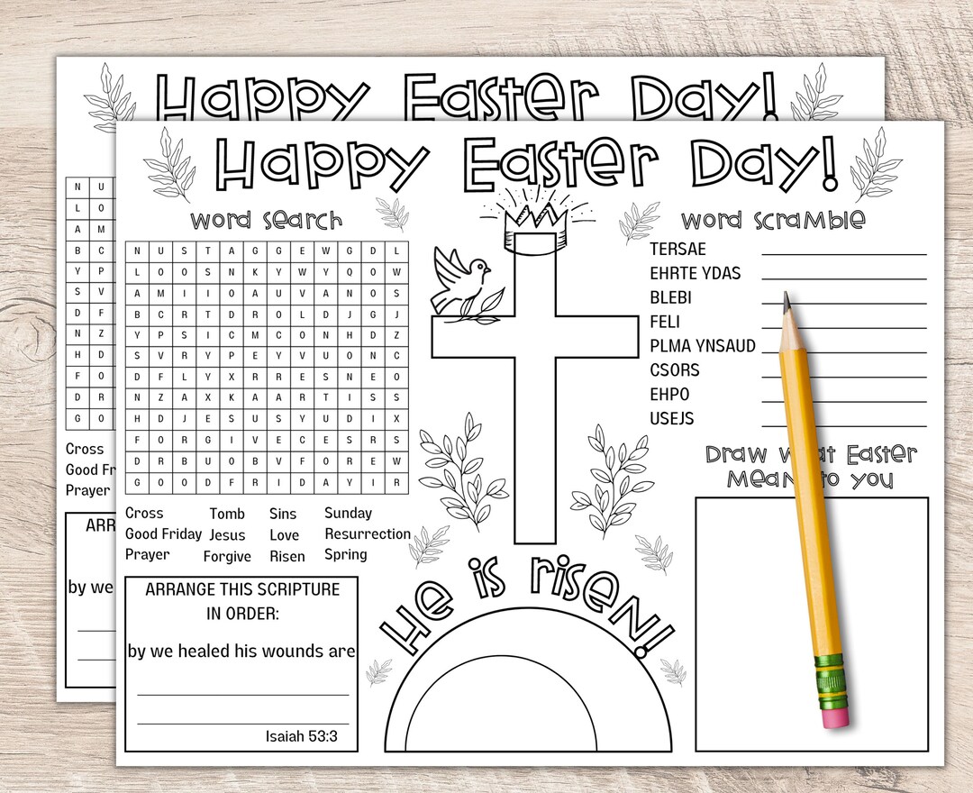 Christian Easter Placemat Activities Easter Placemat - Etsy