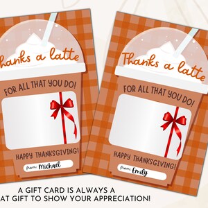Printable Thanksgiving Gift Card Holder | Thanks a Latte Gift Card ...