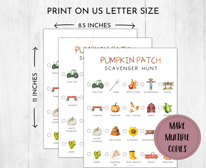 Pumpkin Patch Scavenger Hunt | Fall Scavenger Hunt | Daycare Preschool ...