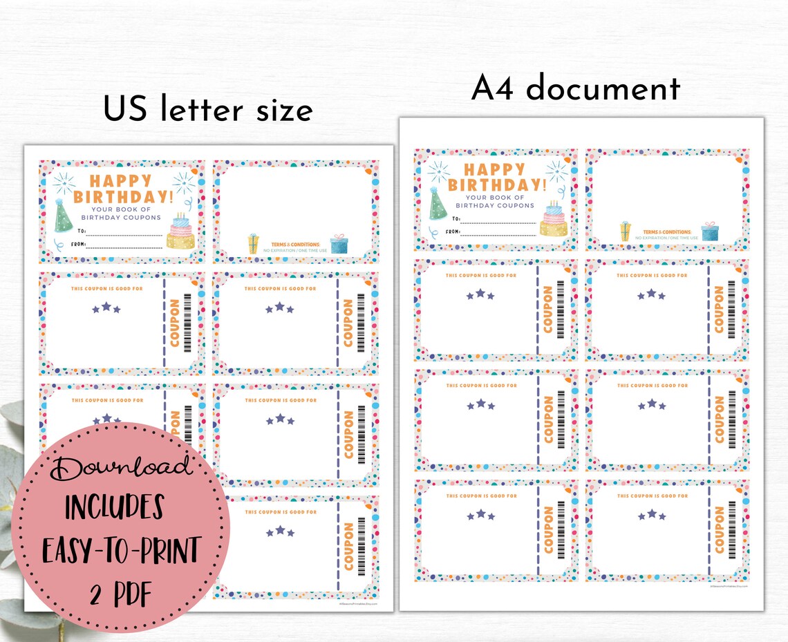 Birthday Coupon Book | Printable Birthday Coupons for Kids | Birthday ...