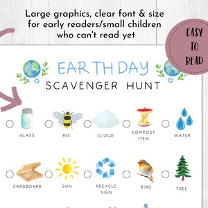 Earth Day Scavenger Hunt Printable | Earth Day Kids Activity Sheet ...